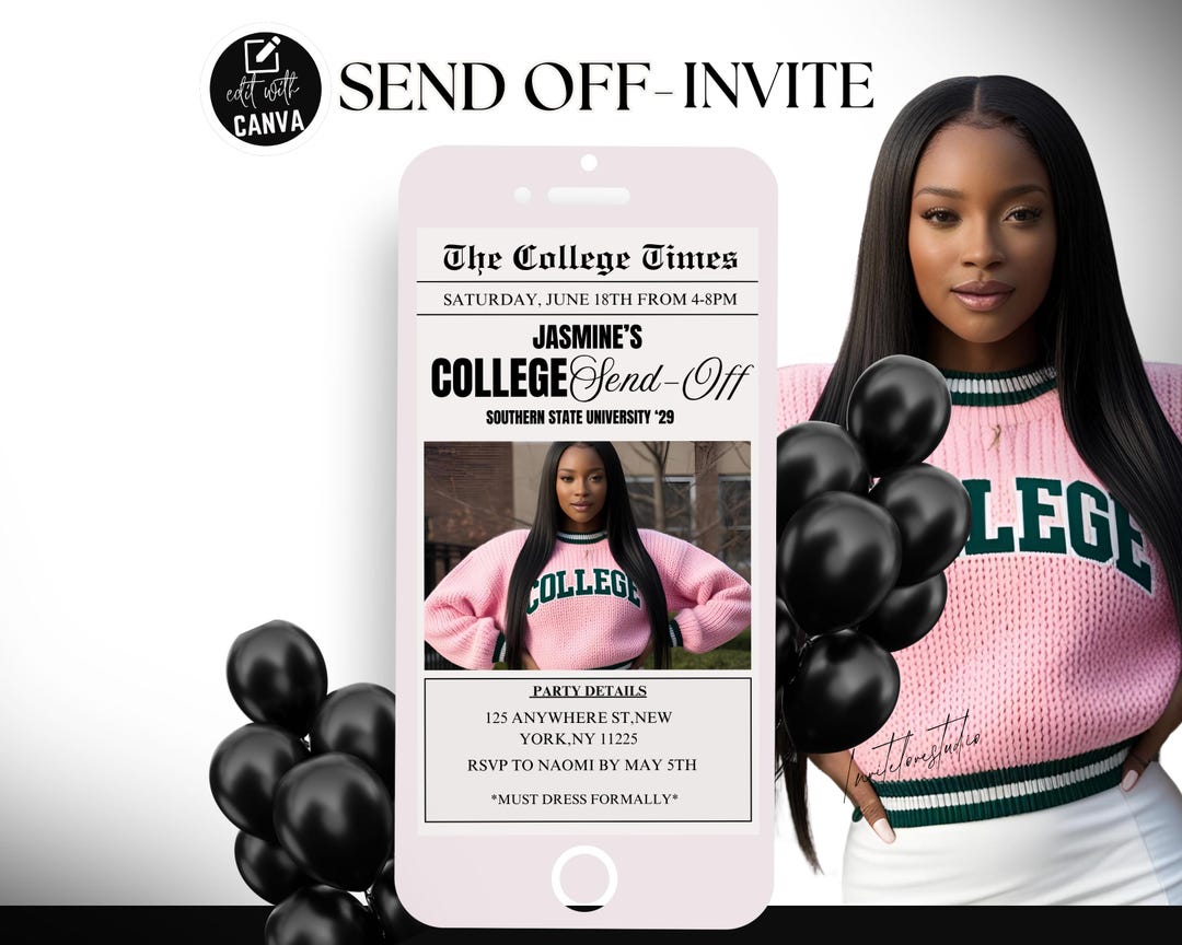 Digital College Send-off Newspaper Flyer, Editable Trunk Party ...
