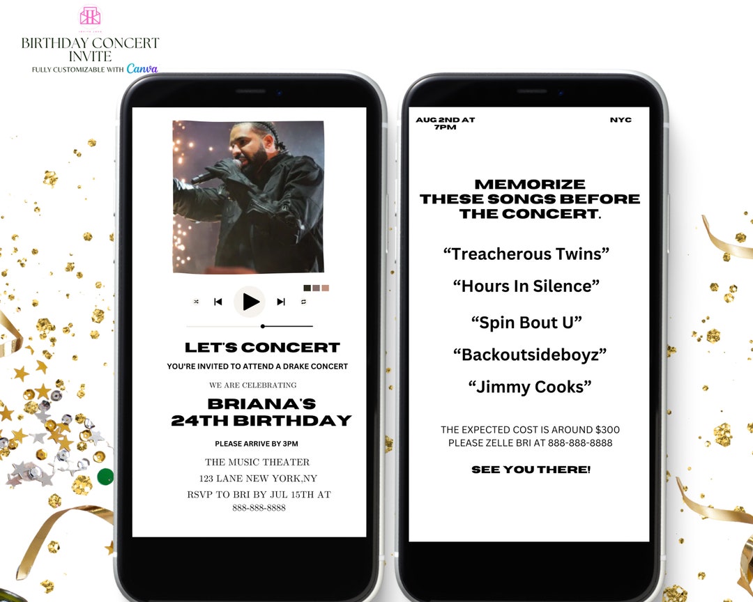 Concert Birthday Invitation, Digital Album Cover Birthday Girl Invite ...