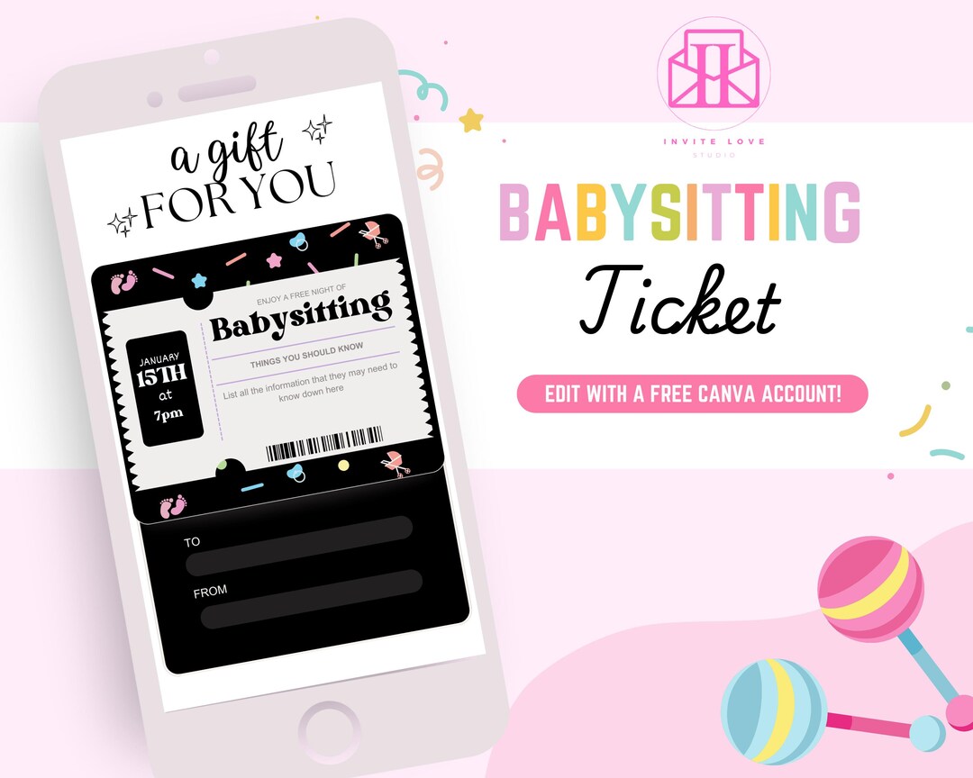 Digital Babysitting Voucher Template, Editable Canva Baby Sit Gift ...