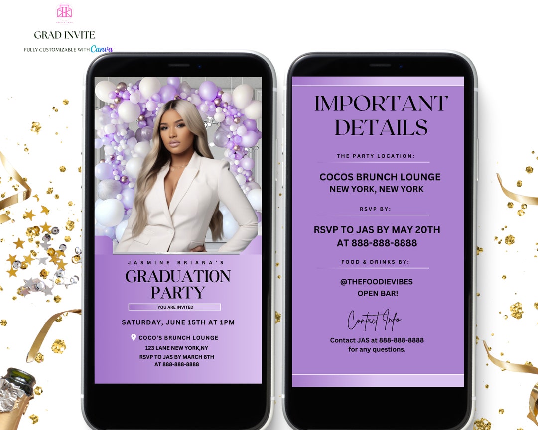 Digital Graduation Invitation, Photo Grad Announcement, Graduation ...