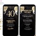 40th Black and Gold Birthday Birthday Party Invitation, 40th Glam ...