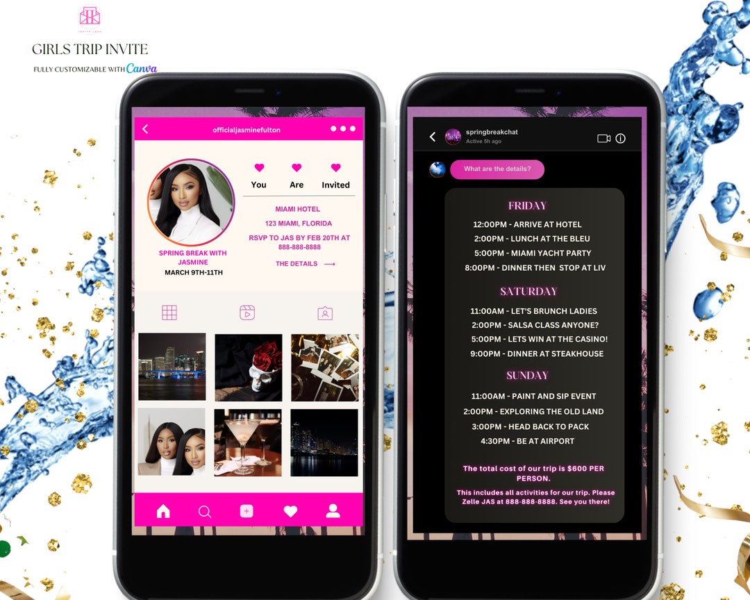 Miami Spring Break Weekend Invitation, Miami Spring Break Girls Trip ...