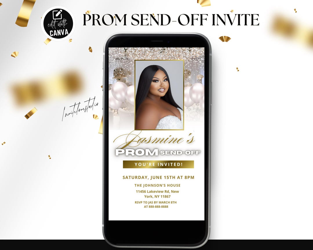 Digital Prom Sendoff Template, Editable Prom Party Sendoff Invitation ...