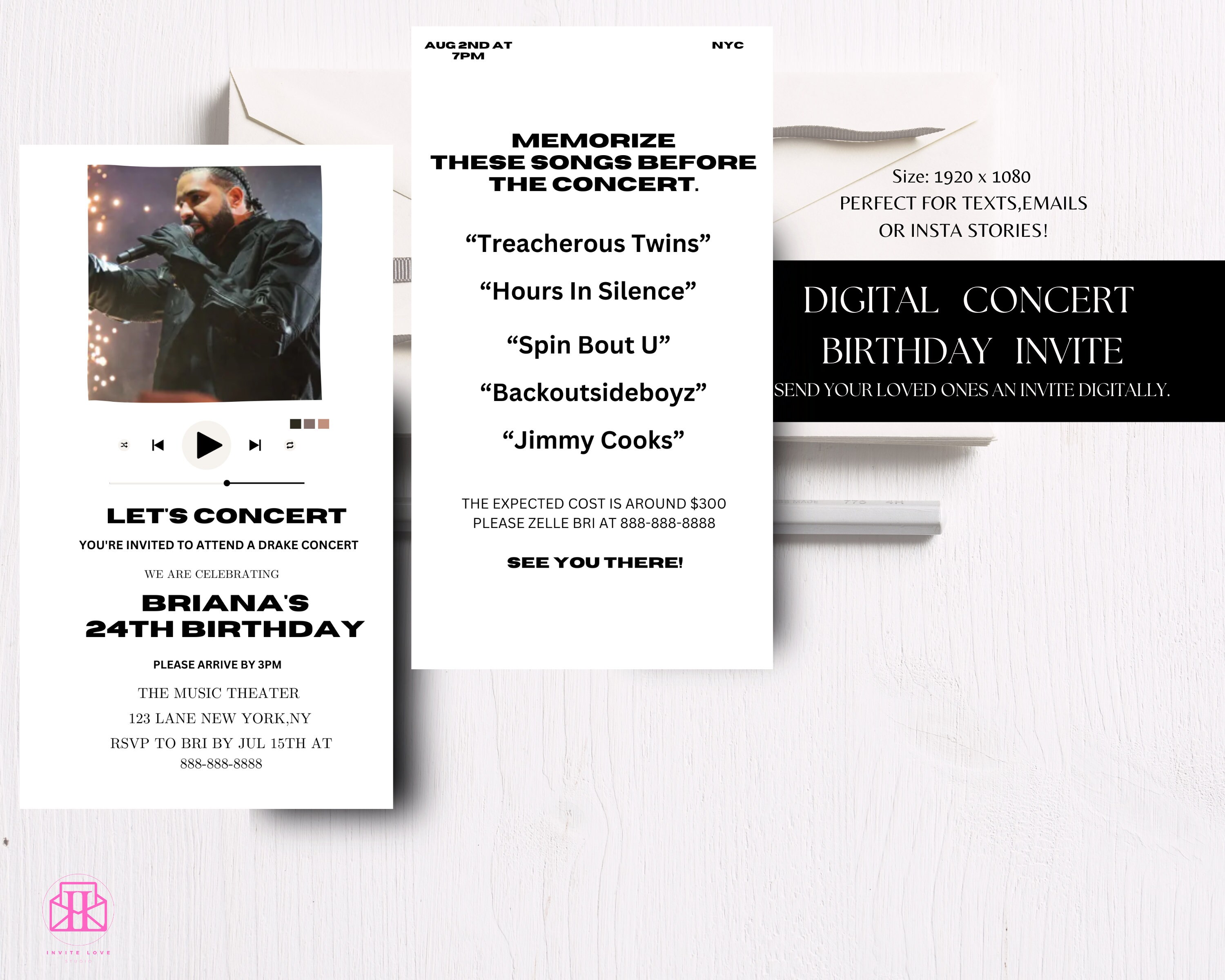 Concert Birthday Invitation, Digital Album Cover Birthday Girl Invite ...