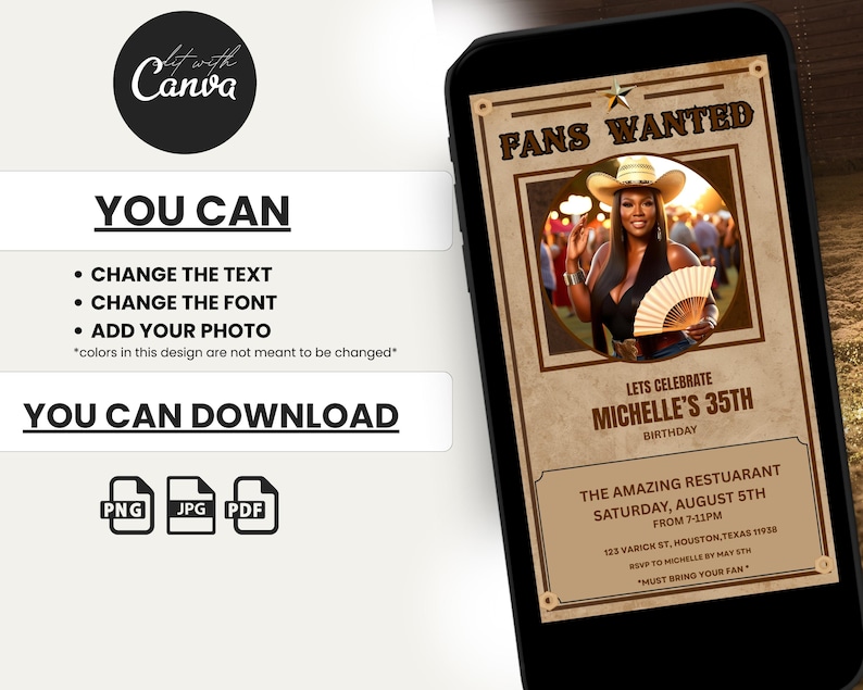 Editable Western Birthday Party Invite, Digital Cowgirl Birthday Girl ...