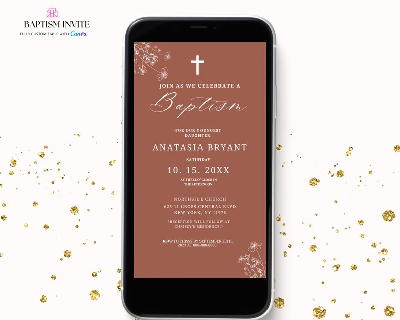 Digital Baptism Invitation Template , Baptism Gender Neutral Invite ...