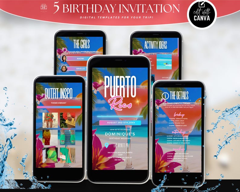 Editable Birthday Weekend Invitation, Digital Puerto Rico Birthday Girl ...