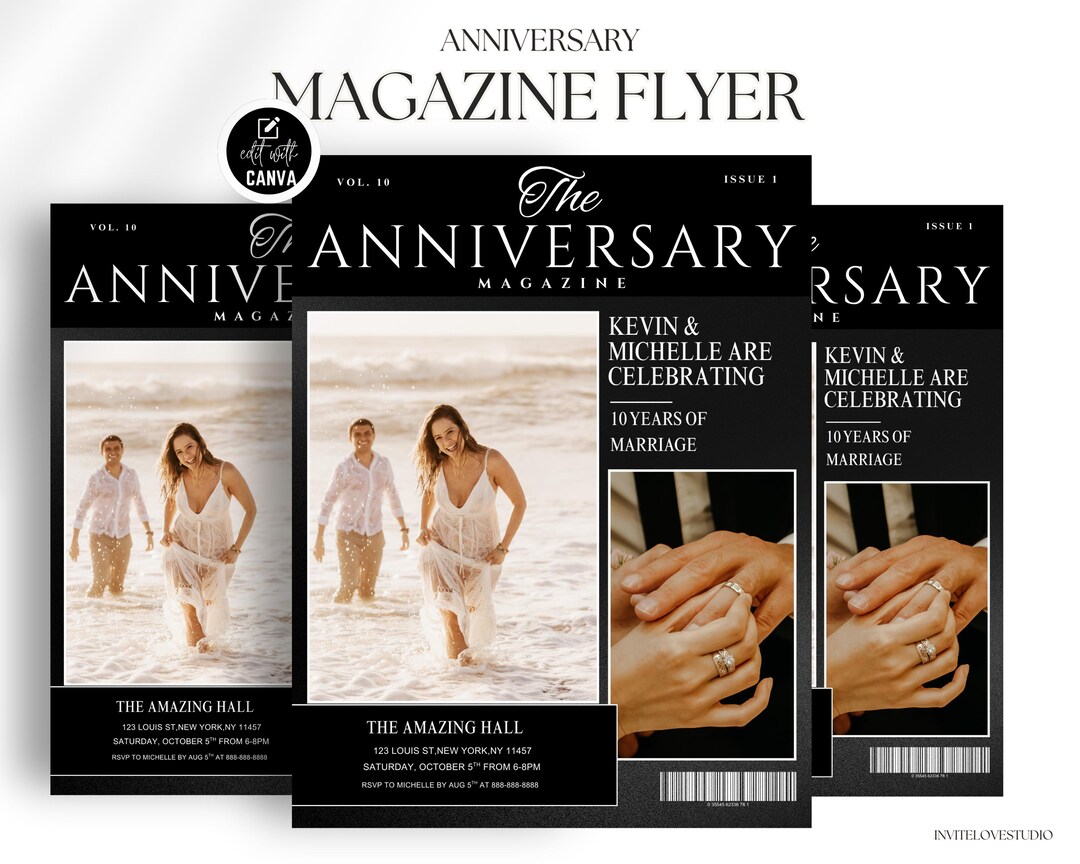 Editable Anniversary Magazine Invite Template, Couple Anniversary Party ...