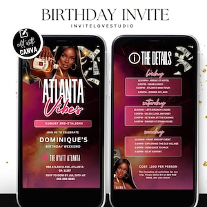 Editable Birthday Weekend Invitation, Digital Atlanta Birthday Girl ...