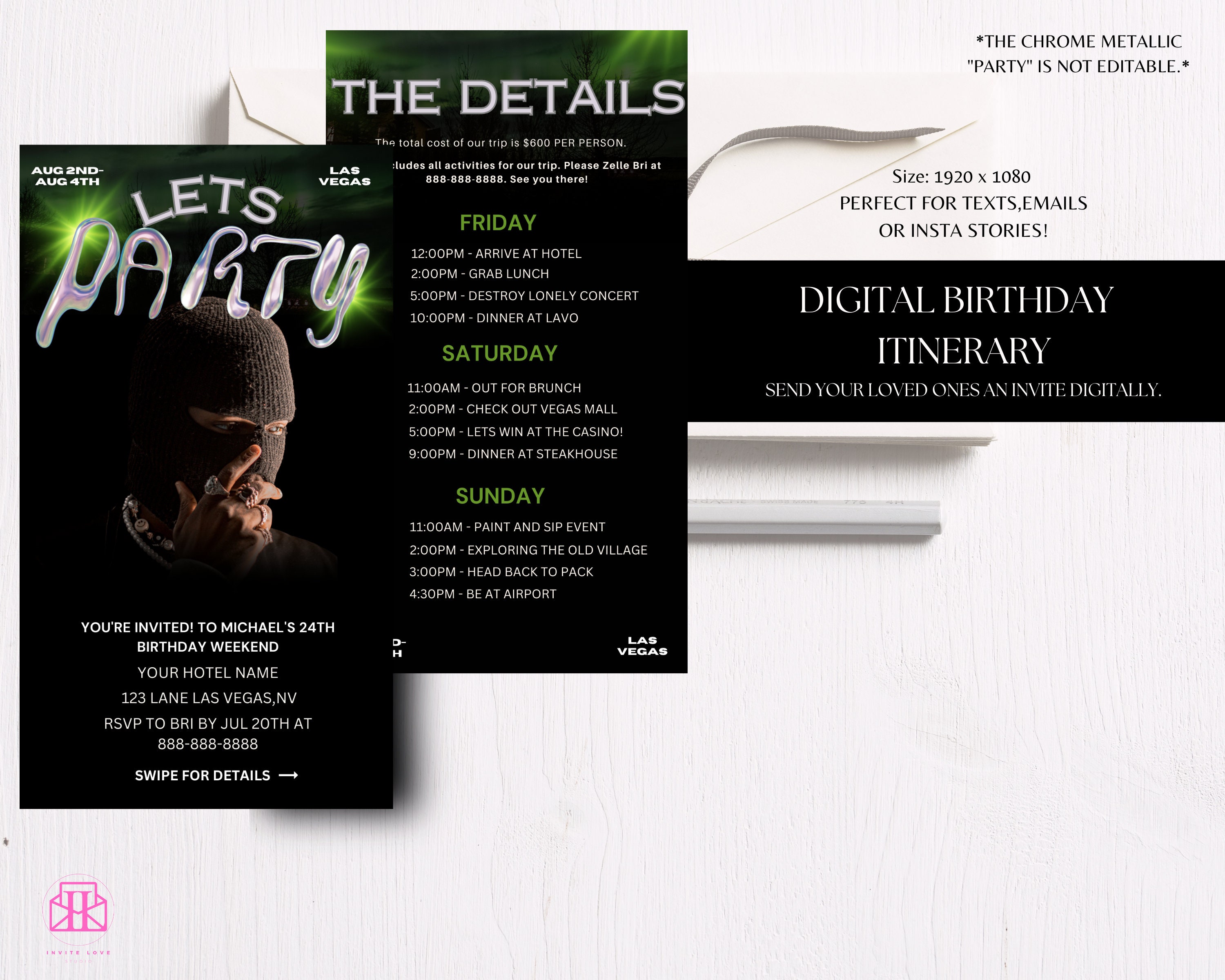 Y2k Men's Birthday Weekend Invitation, Streetwear Digital Birthday Men ...