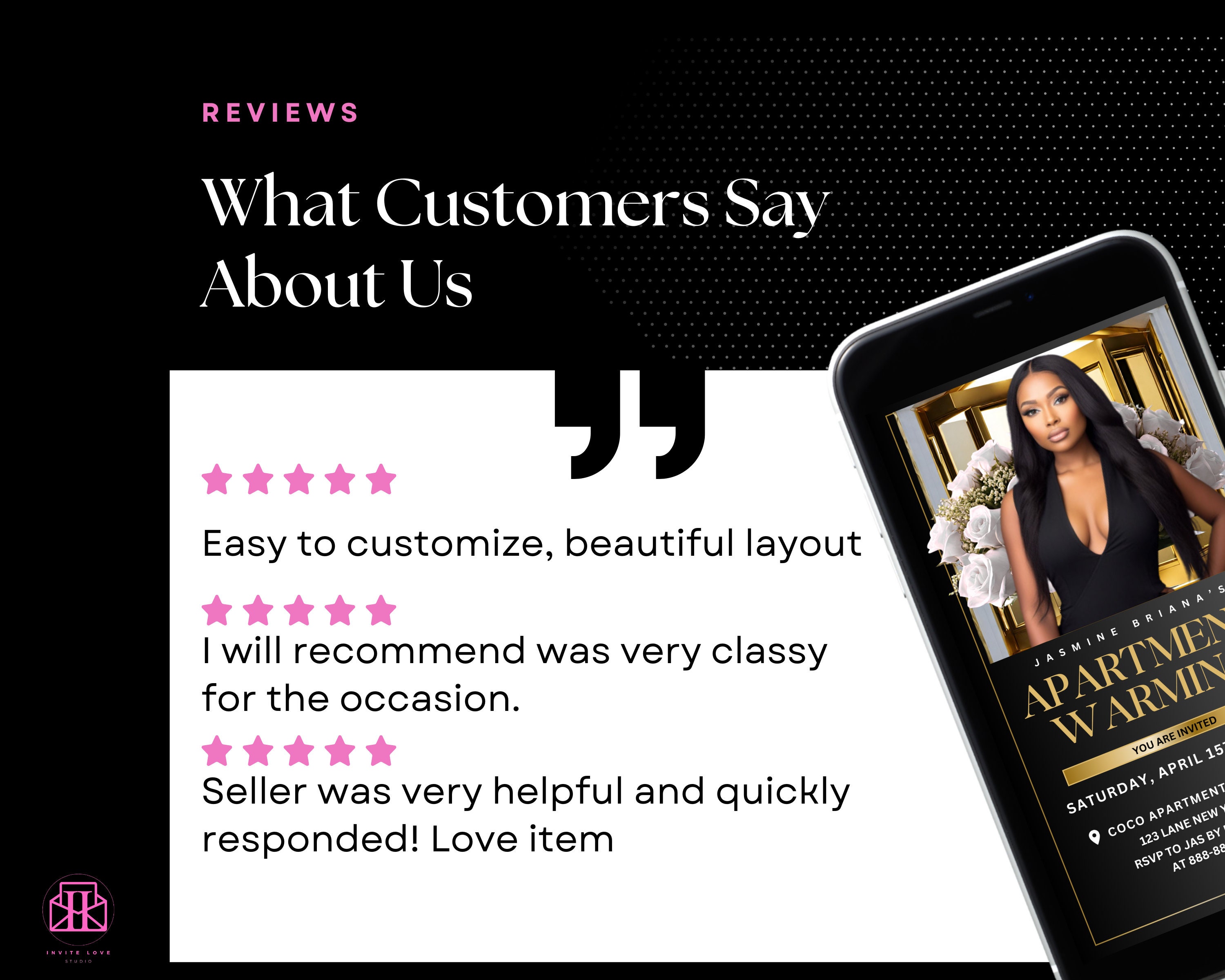 Black and Gold Apartment Warming Invitation, Digital New House Invite ...