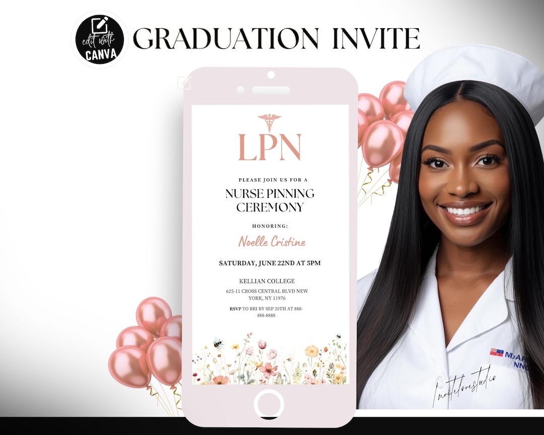 LPN Graduation Invitation License Practical Nursing Pinning Ceremony ...