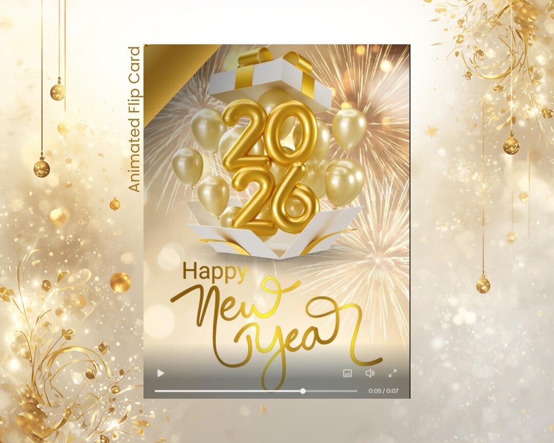 Animated New Year Flip Card With Music | Send From Your Phone | Virtual ...