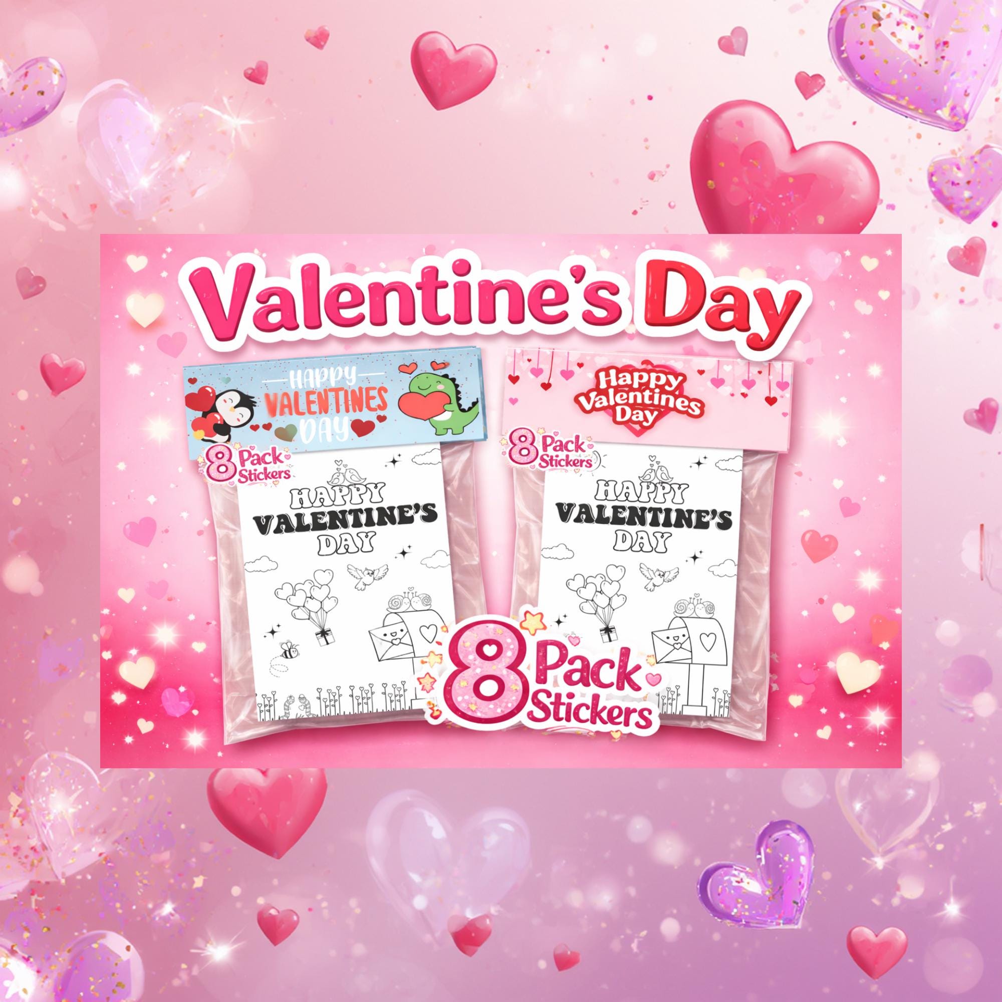 Valentine’s Day Coloring Stickers | 4x6 Thermal Stickers | Kids ...