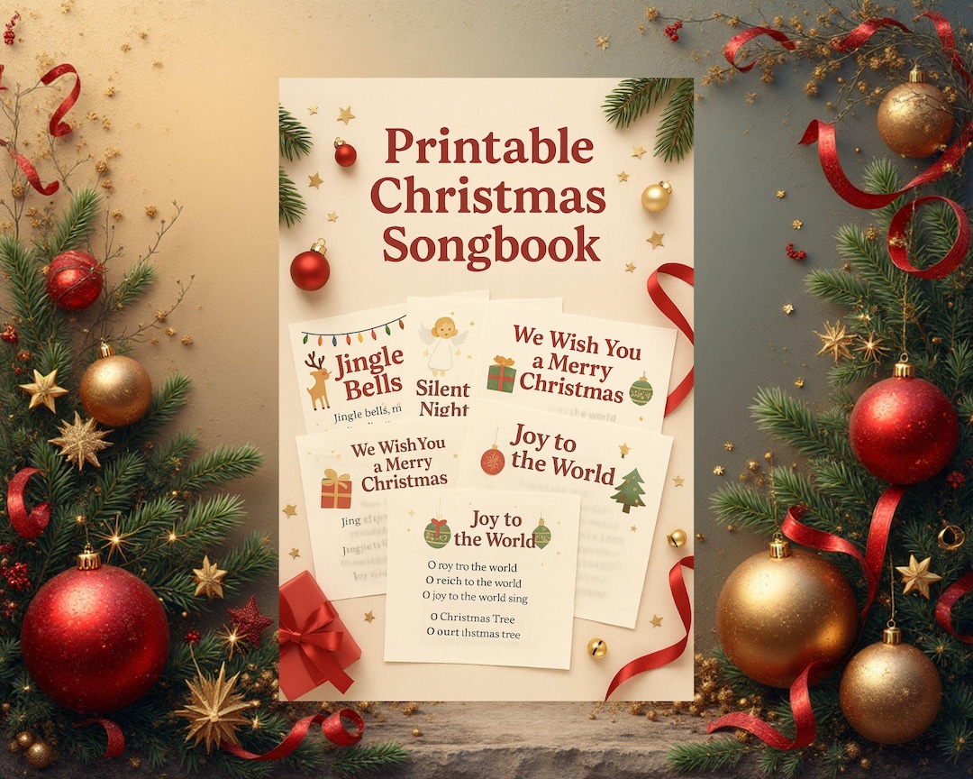 Printable Christmas Carol Songbook for Kids (digital Download), 8.5"x11 ...