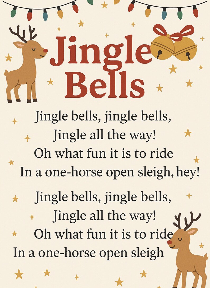 Printable Christmas Carol Songbook for Kids (digital Download), 8.5"x11 ...