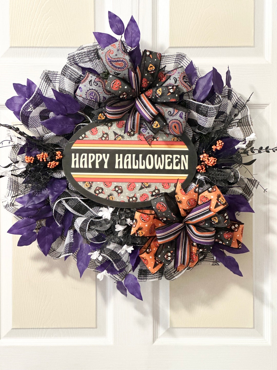 Vintage Halloween Wreath, happy Halloween Wreath Vintage Halloween ...