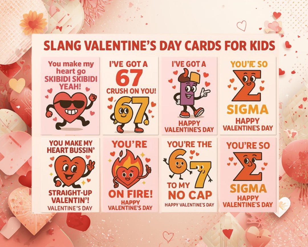 Slang Valentine's Day Cards for Kids | Printable Classroom Valentines ...