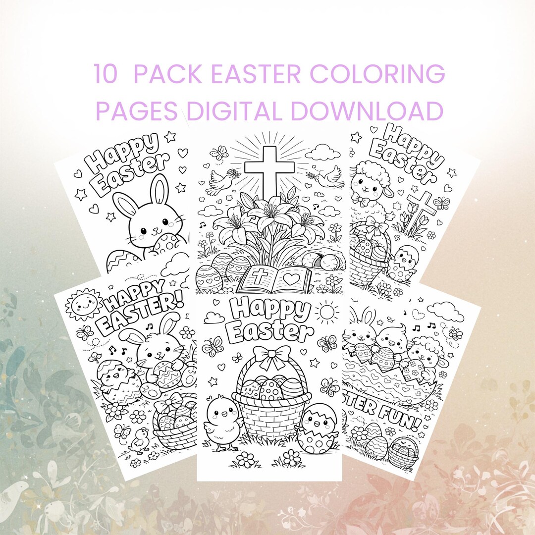 Easter Coloring Pages Bundle (10 Pages) | Cute Easter Coloring Sheets ...
