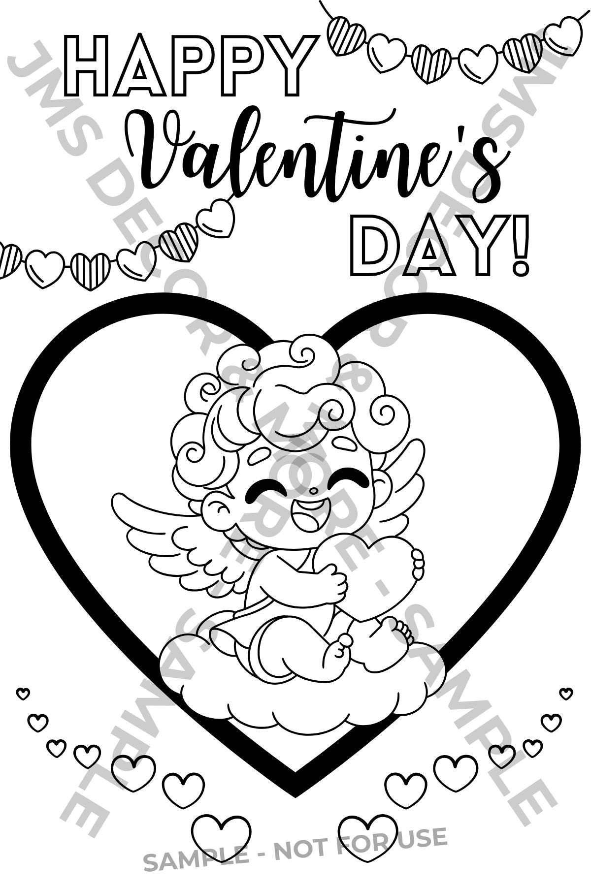 Valentine’s Day Coloring Stickers | 4x6 Thermal Stickers | Kids ...