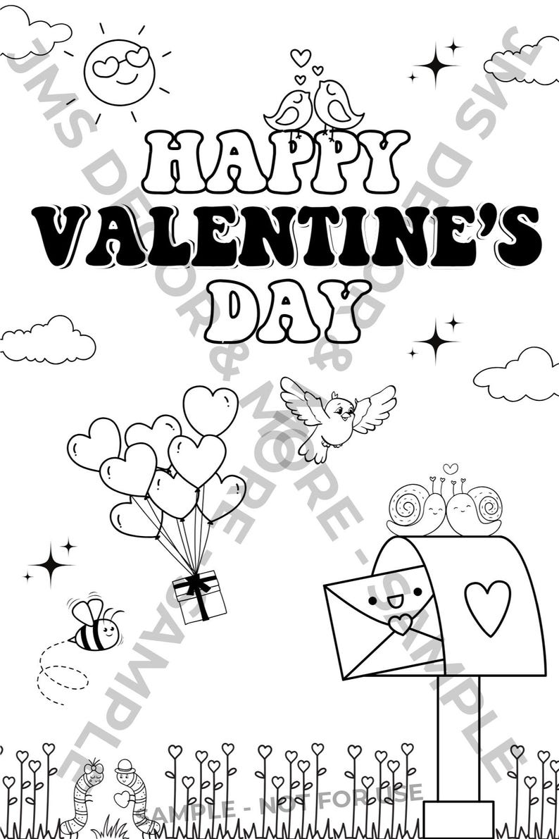 Valentine’s Day Coloring Stickers | 4x6 Thermal Stickers | Kids ...
