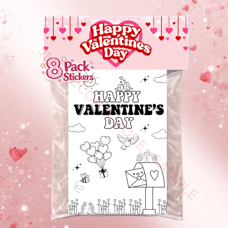 Valentine’s Day Coloring Stickers | 4x6 Thermal Stickers | Kids ...