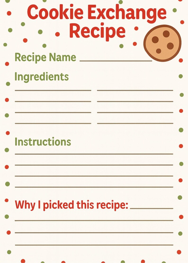 Christmas Recipe Card Bundle – Holiday Cookie Exchange, Desserts (PDF ...
