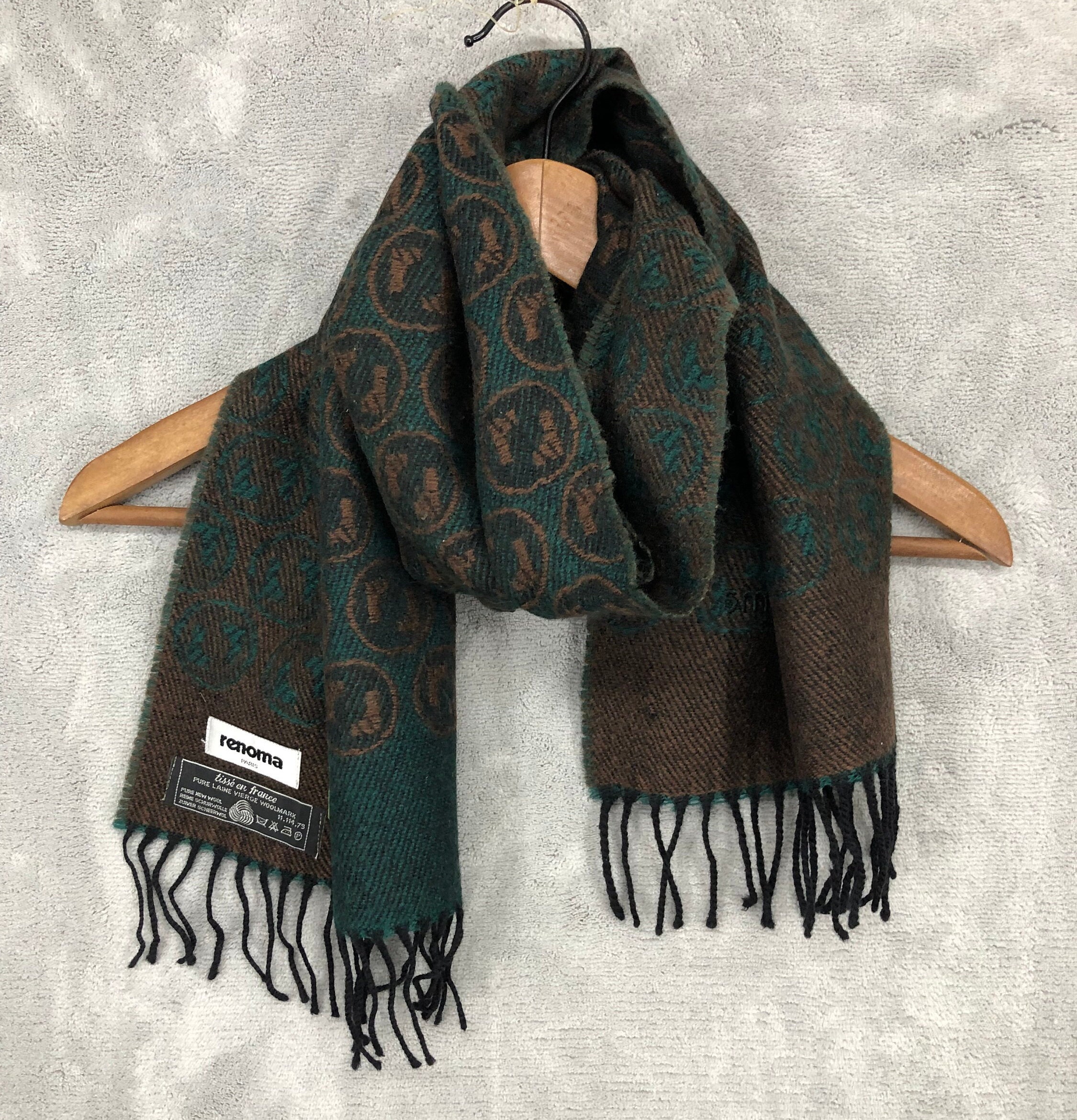 Vintage Renoma Paris Wool Scarf Muffler Neck Scarf Neck Warmer Designer ...