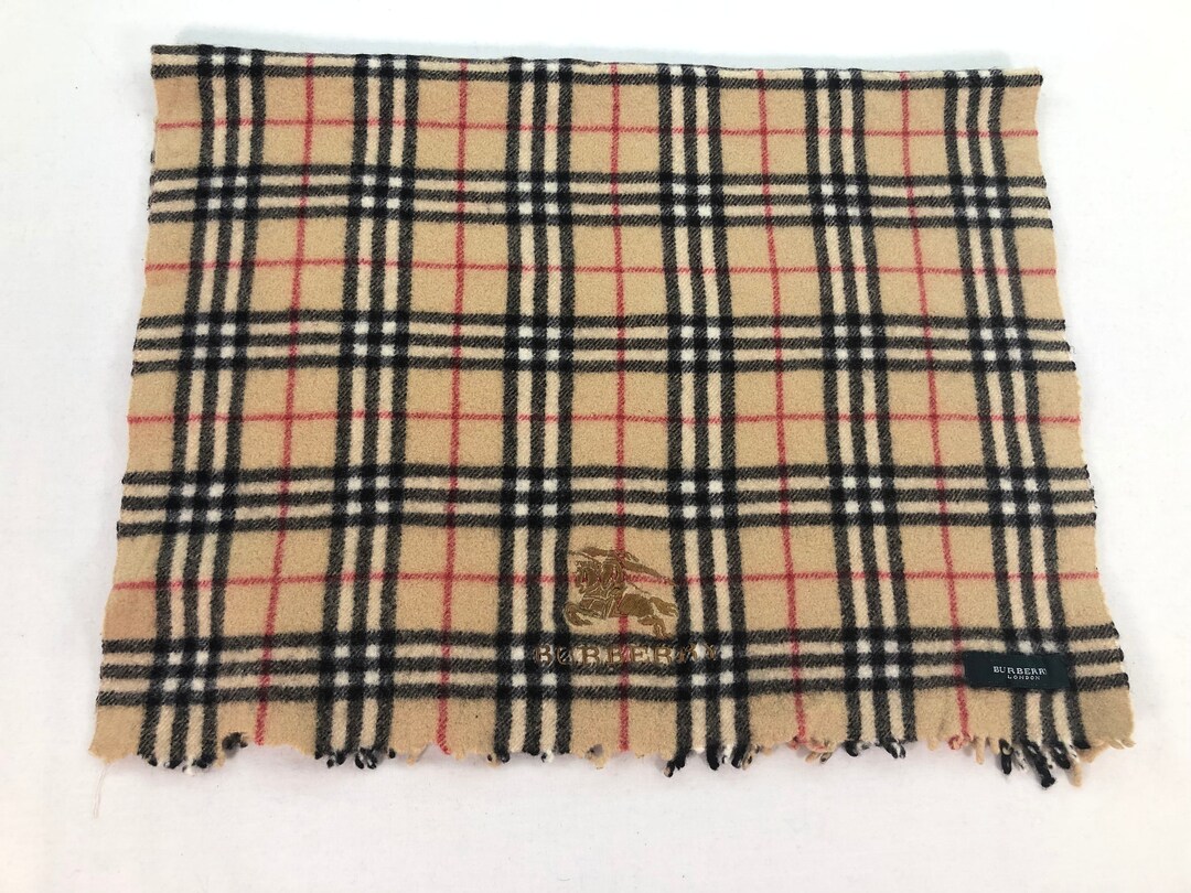 Burberry Brown Wool Scarf Muffler Burberrys Shawl Nova Check Neck Scarf ...