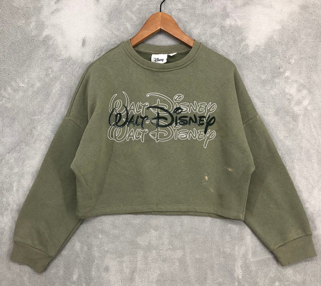 Vintage Disney Cropped Sweatshirt Women Disney Font Pullover Sweater ...