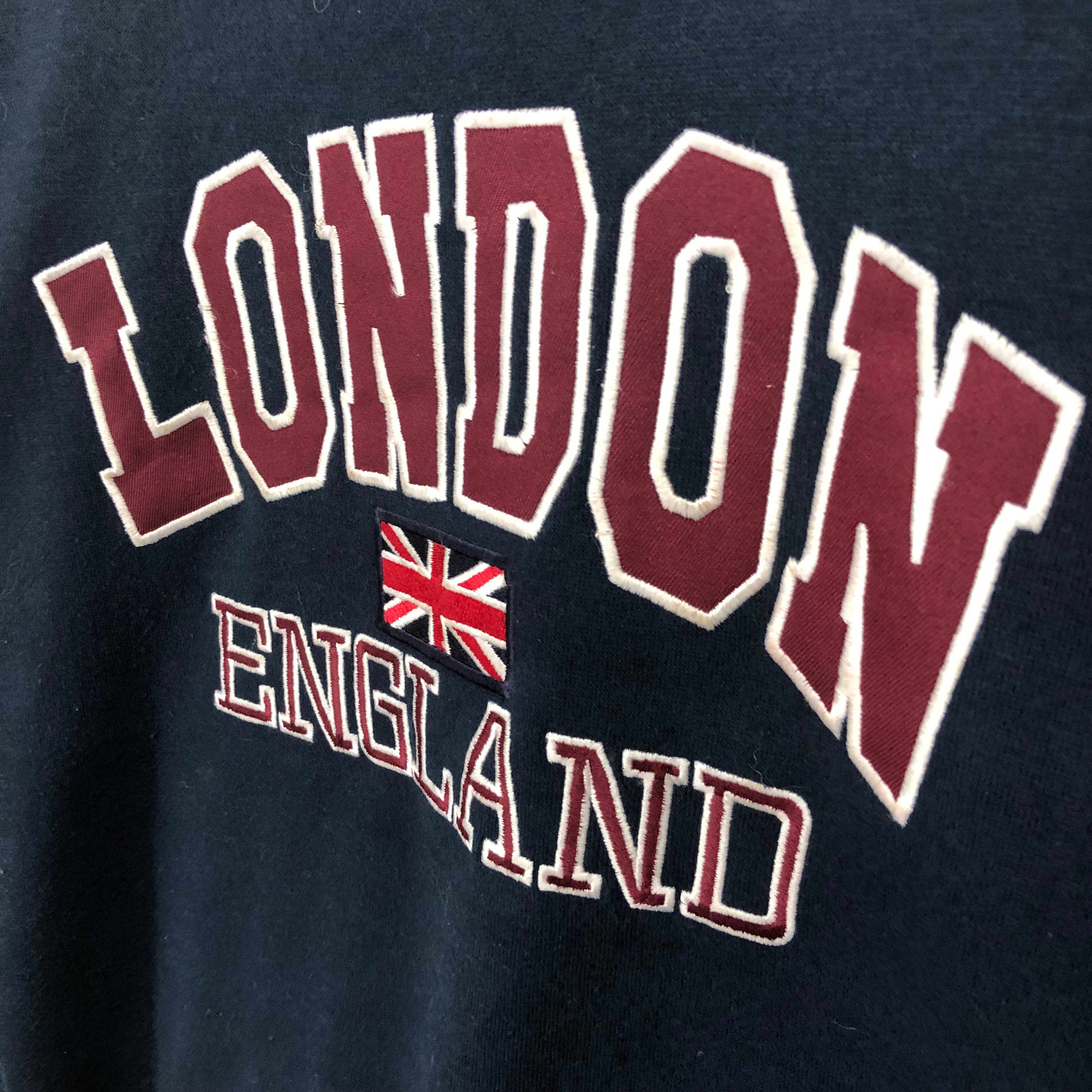 Vintage London England Embroidered Sweatshirt: Union Jack Crewneck ...
