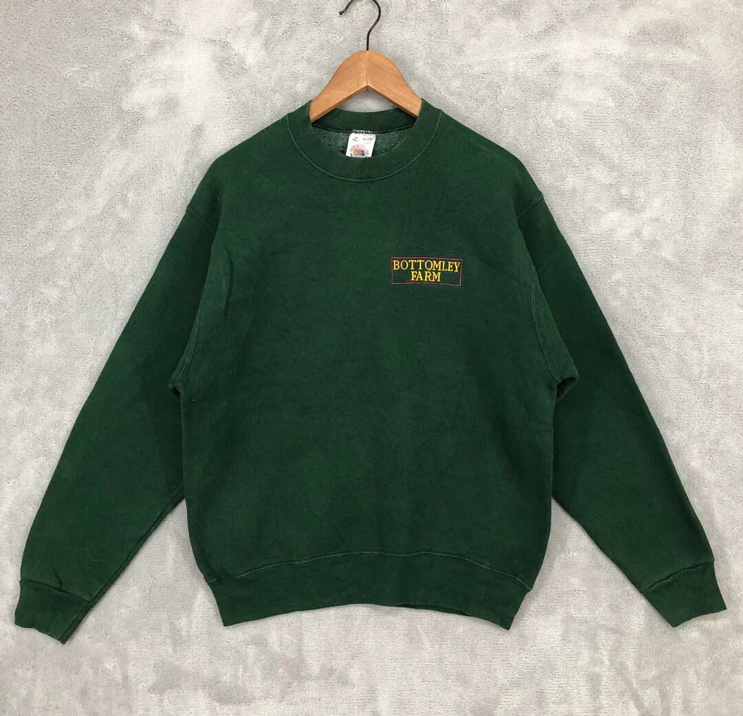 Vintage Fruit of the Loom Bottomley Farm Sweatshirt Farm Crewneck Green ...