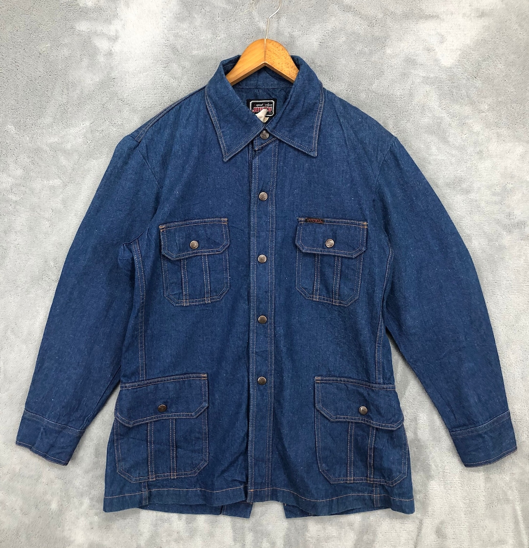 Vintage Japan Denim Workwear Jacket Blue Jean Jacket Chore Denim Multi ...
