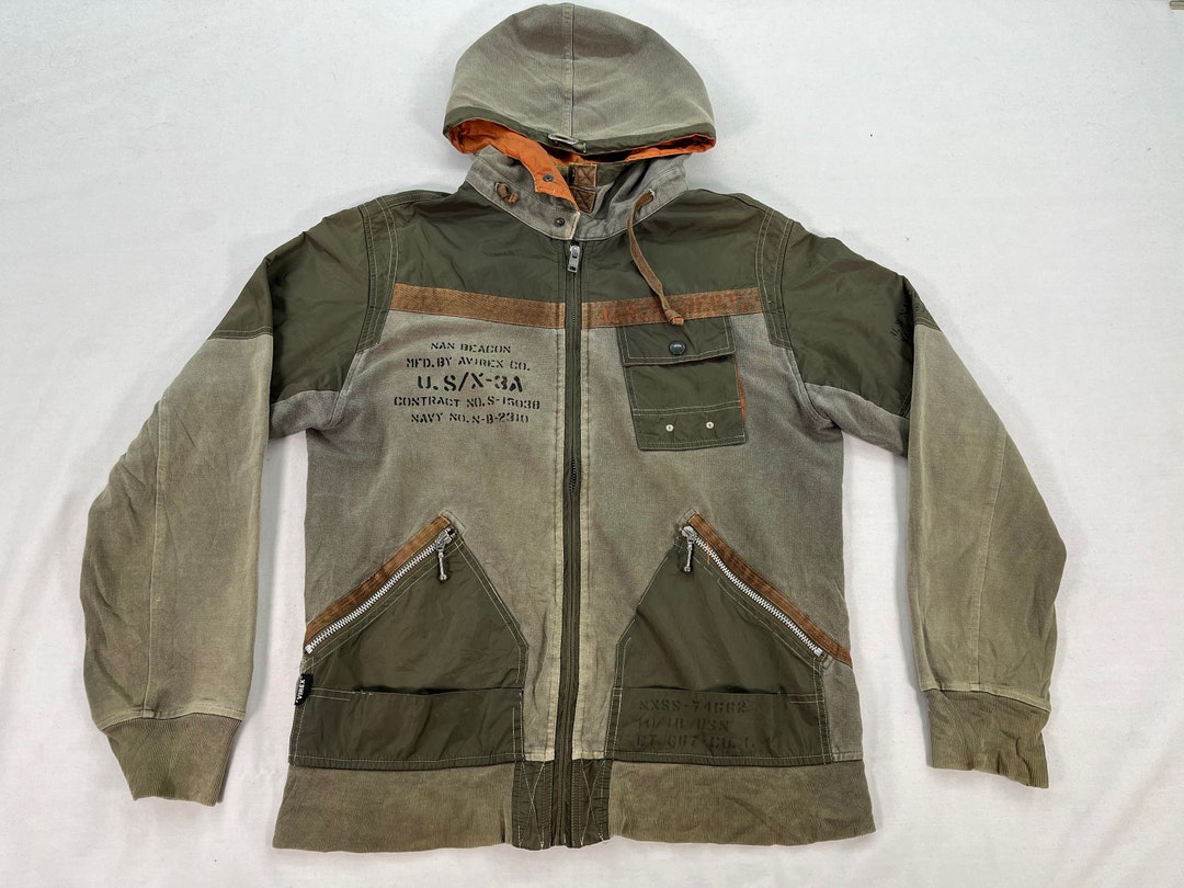 Vintage Avirex Armed Forces Zipper Women Hoodie Sweater Miliray Army ...