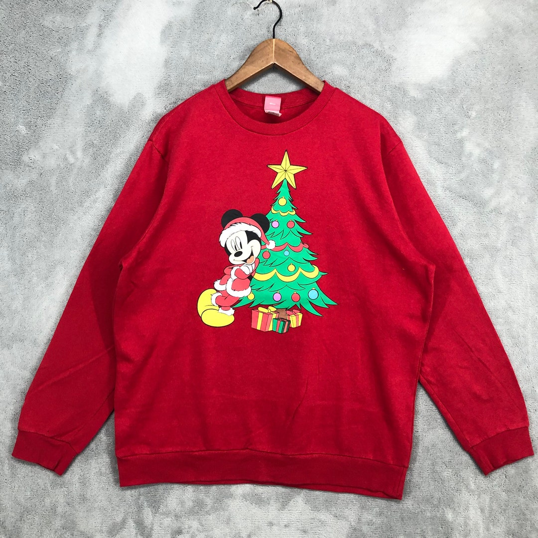 Disney Mickey Mouse Christmas Sweatshirt Mickey Mouse Red Santa Sweater ...