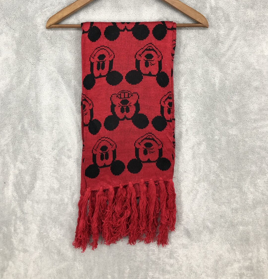 Vintage Mickey Mouse Scarf Muffler Red Neck Scarf Neck Warmer Cartoon ...