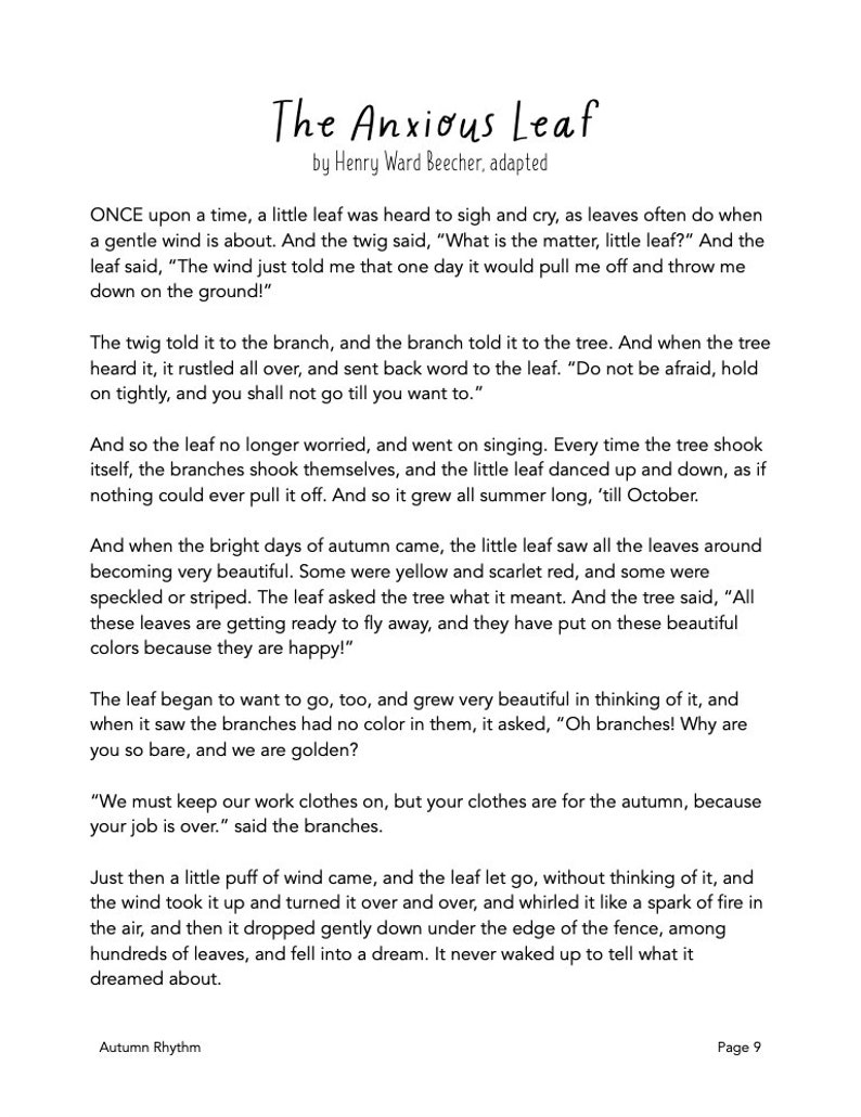 Autumn // the Cozy Curriculum Fall Rhythm Waldorf - Etsy