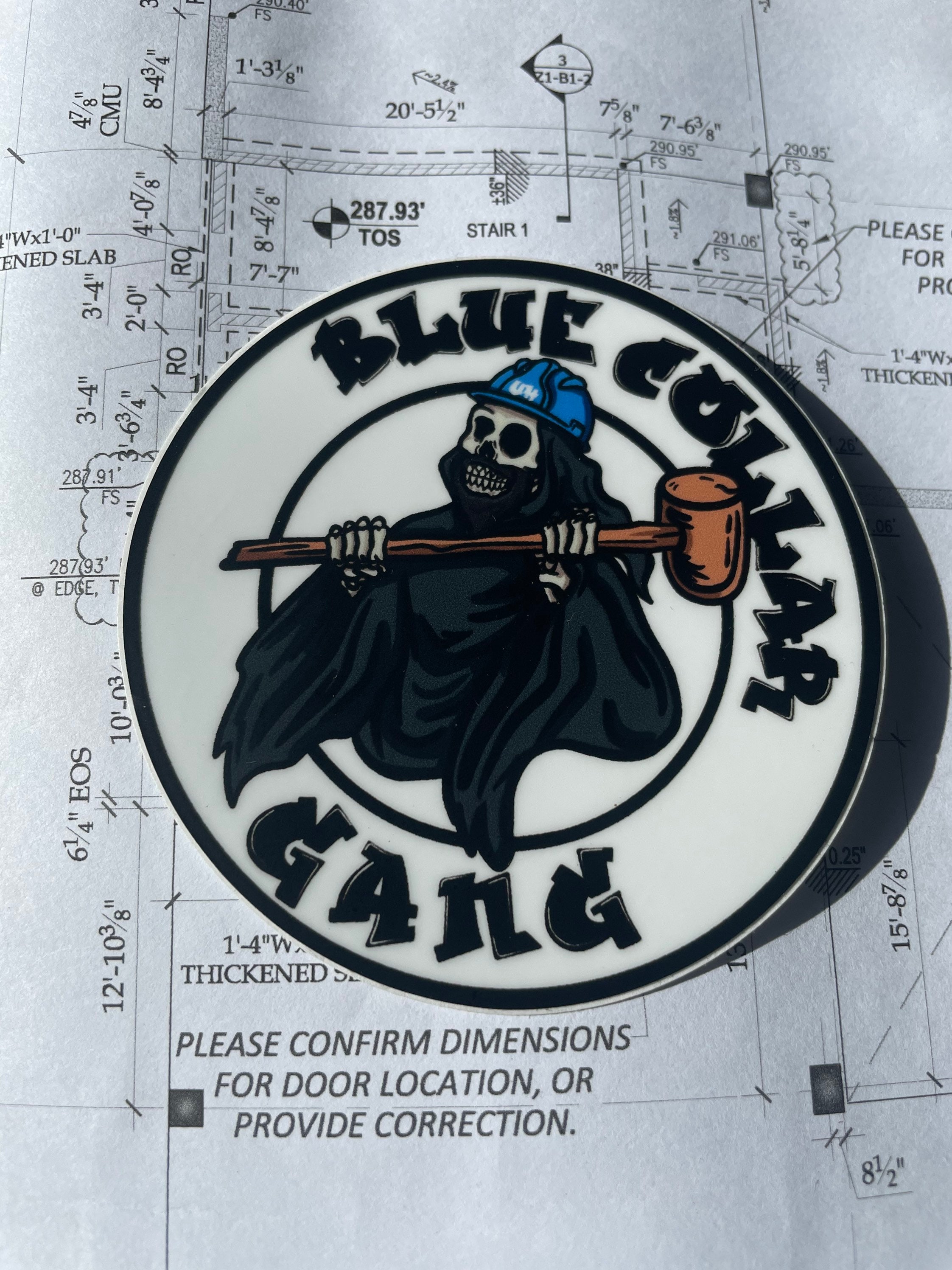 Blue Collar Gang Construction Sticker Hard Hat Sticker - Etsy