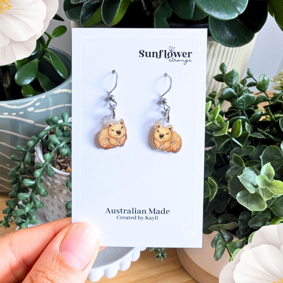 Mini Wombat Earrings | Hypoallergenic Base, Waterproof Charm ...