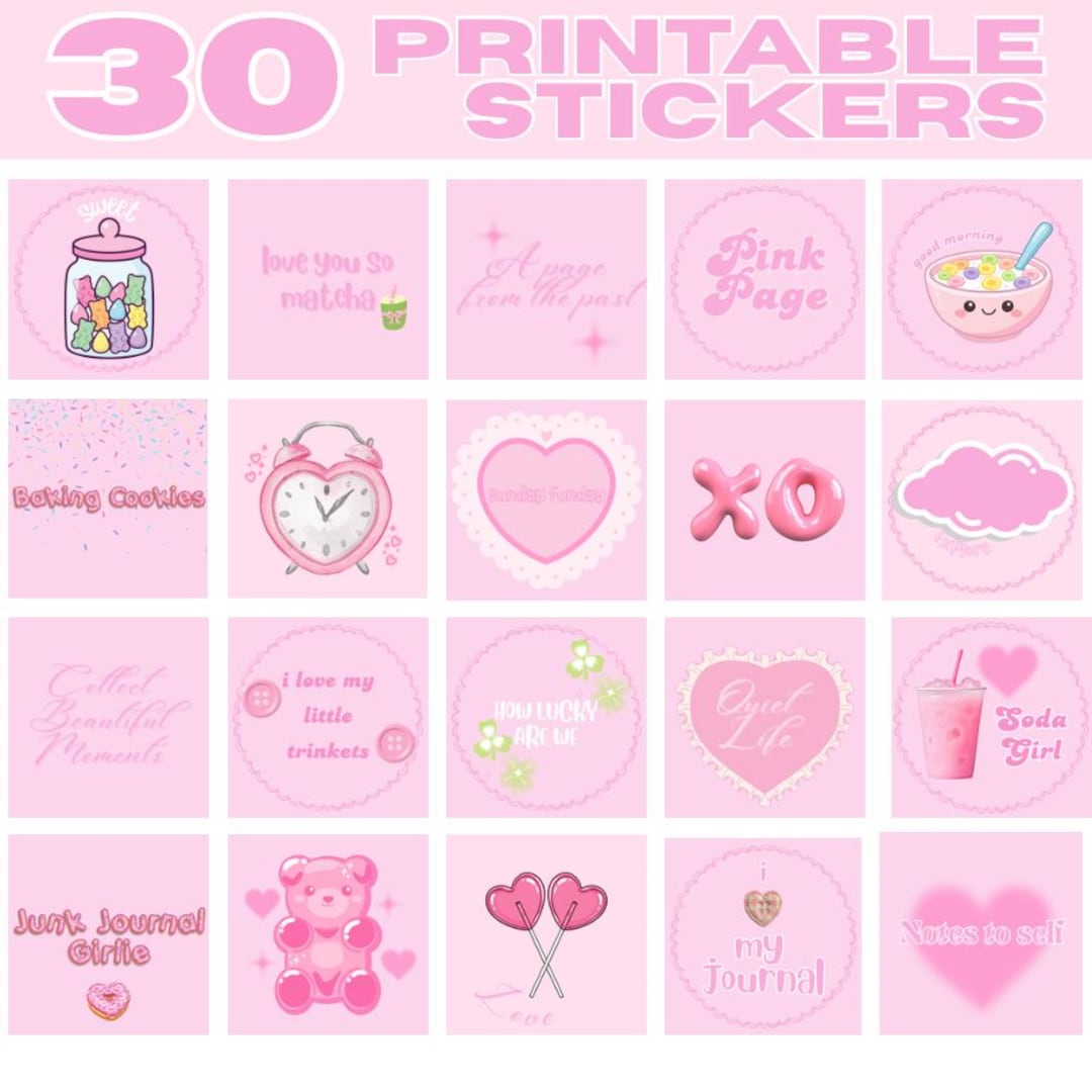 Pink Stickers, Coquette Scrapbook Planner,junk Journal (digital ...