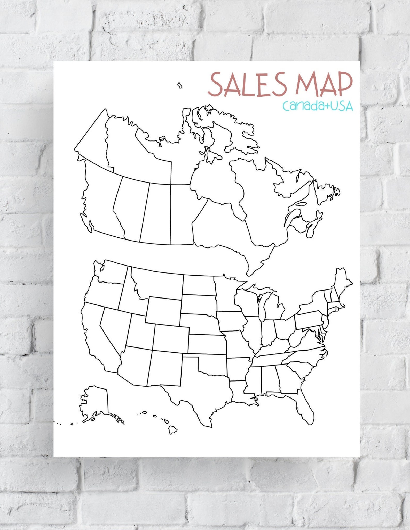 Sales Map/canada and USA Sales Map/ Sales Tracker/ Sales Map Tracker ...