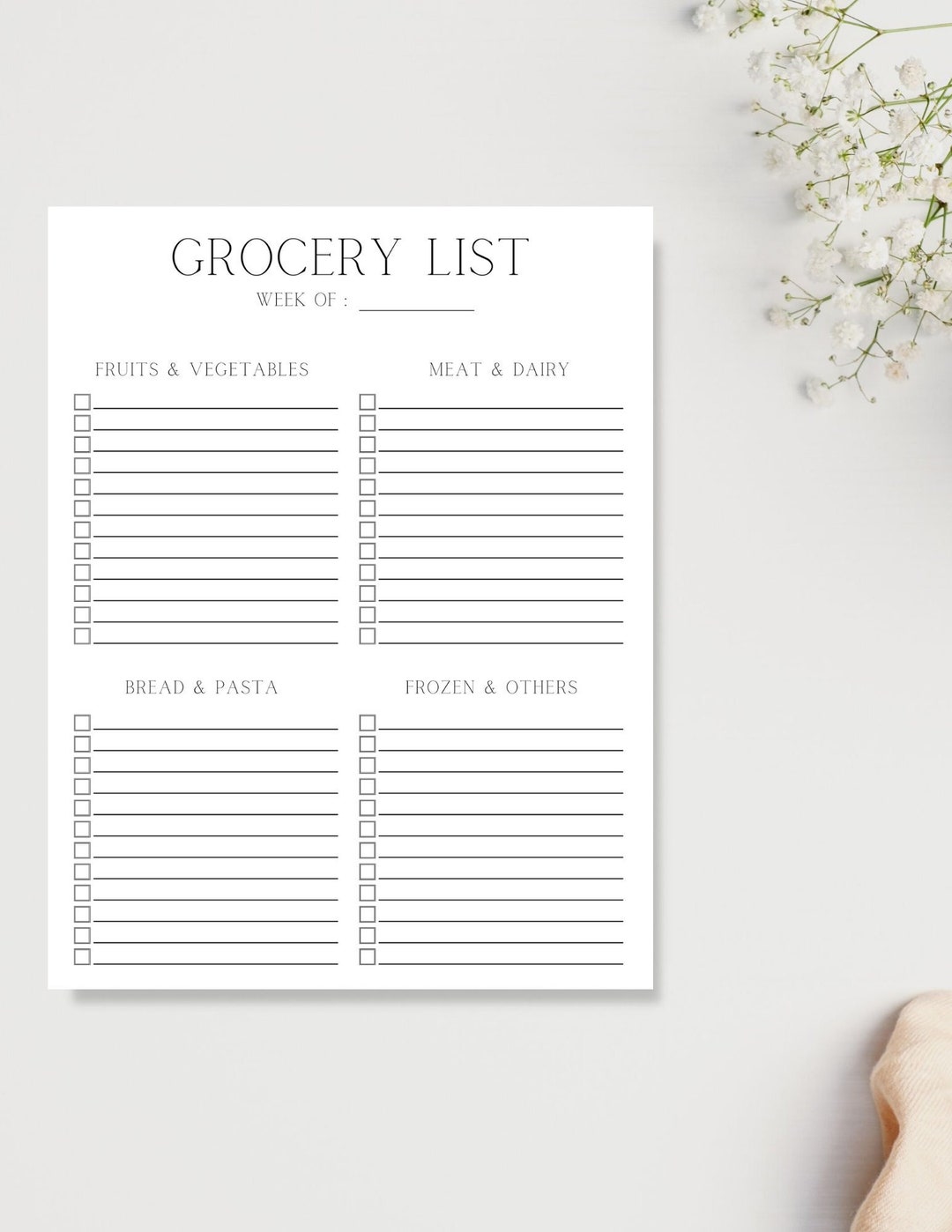 Grocery List Printable / Categories / Print at Home / Digital File ...