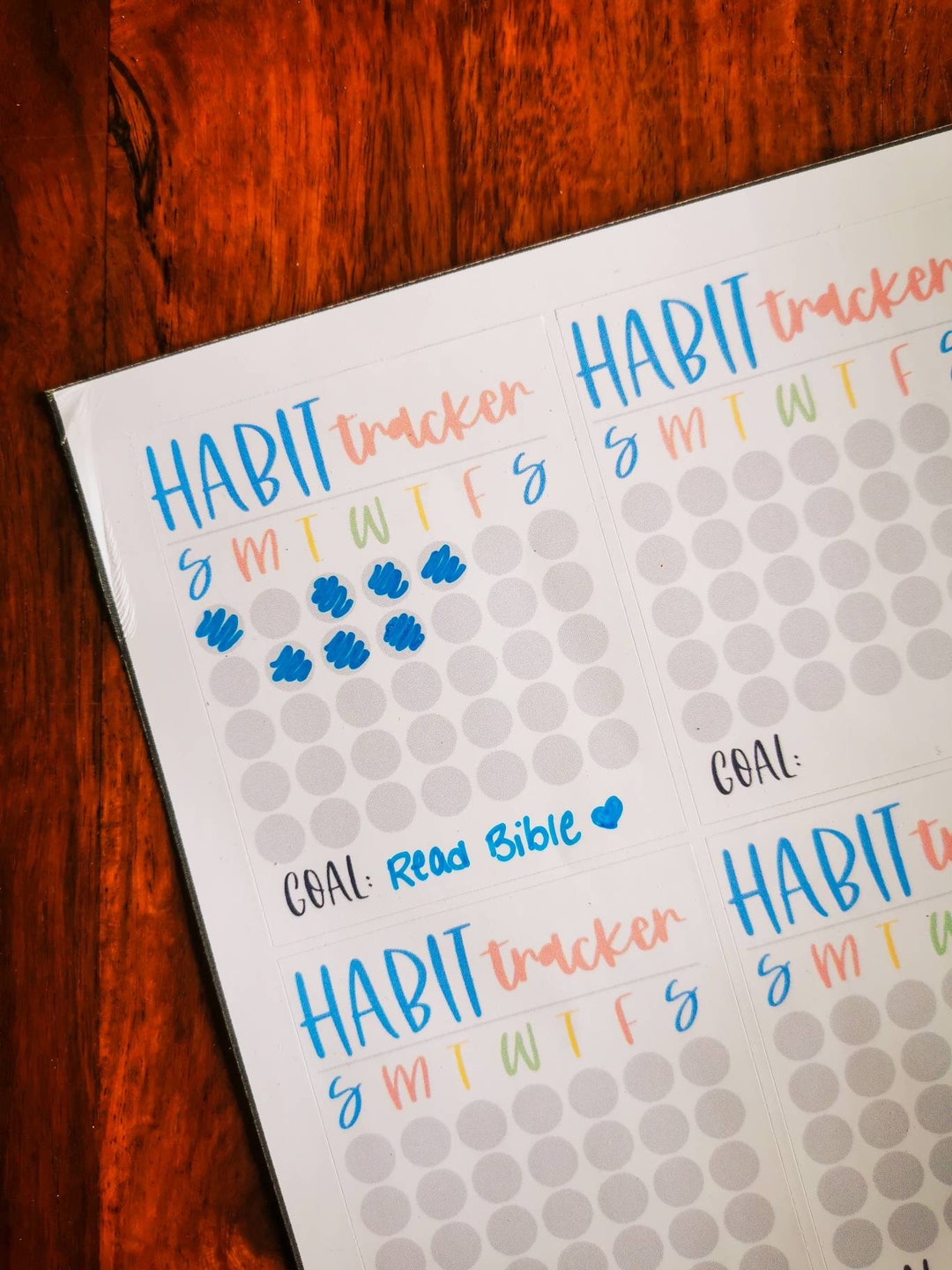 Monthly Habit Tracker Stickers for Planner (6 per Sheet) Colourful or ...