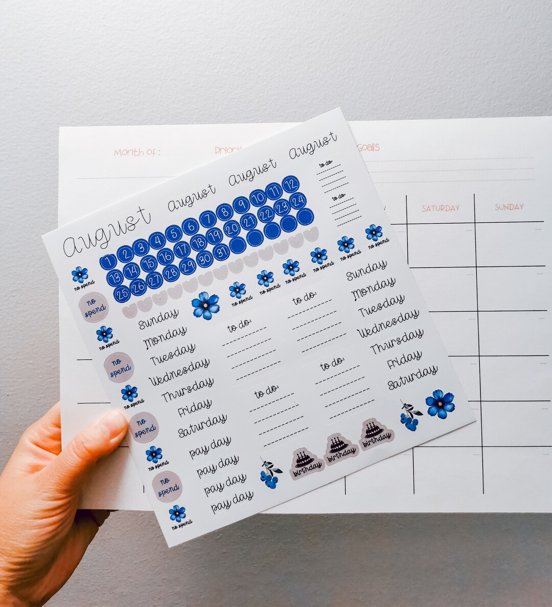 August Sticker Sheet | for Undated Calendar | for Planner | Monthly ...