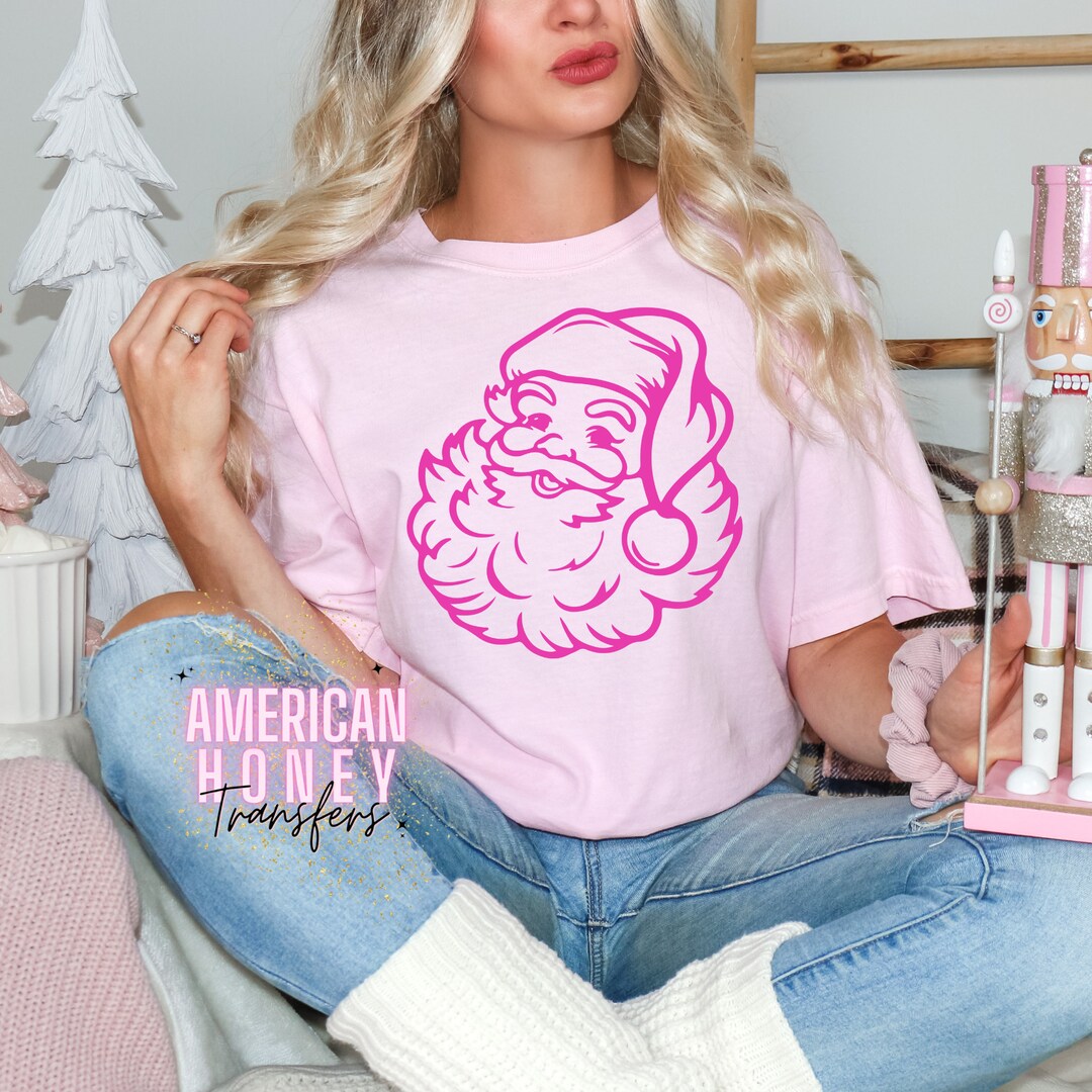 Ready to Press Santa PINK Christmas Screen Print Transfer, Plastisol ...
