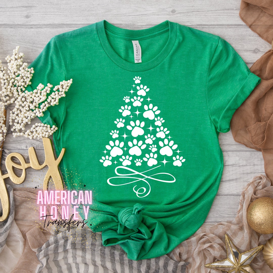 Ready to Press Paws Christmas Tree Screen Print Transfer, Plastisol Ink ...