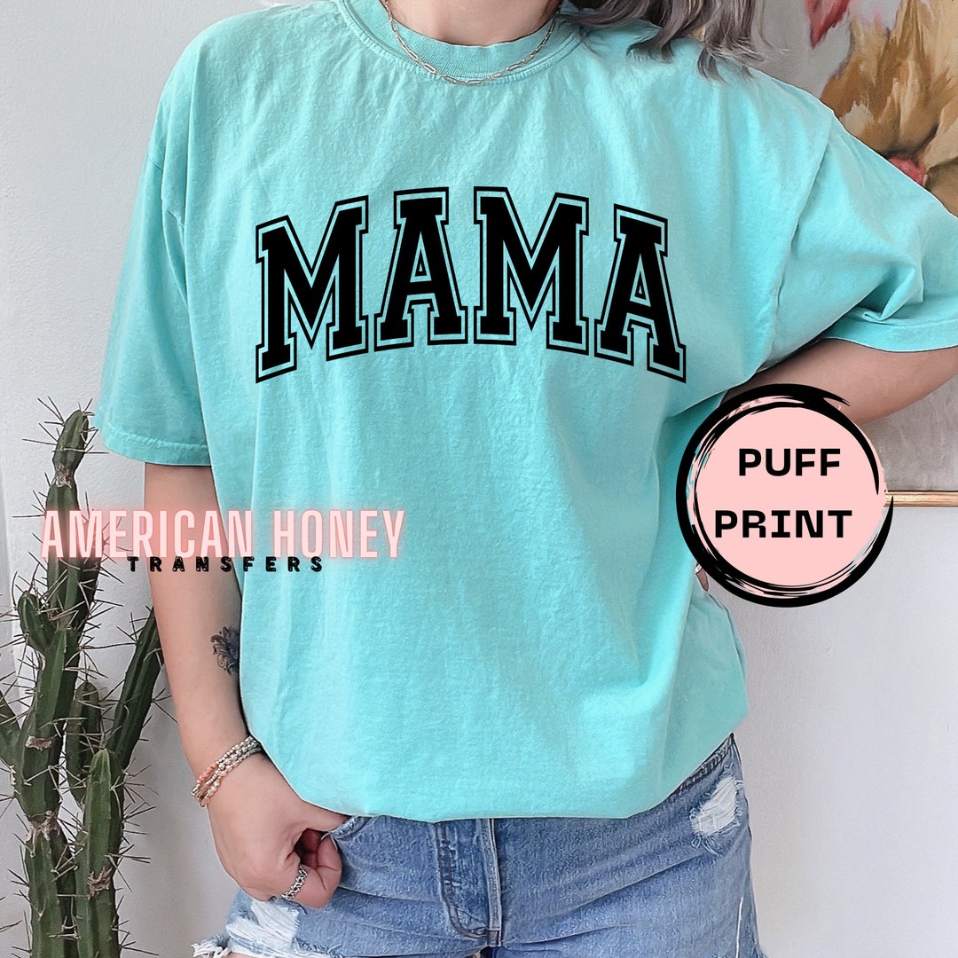 Ready to Press PUFF PRINT Mama Varsity Letters BLACK Screen Print ...