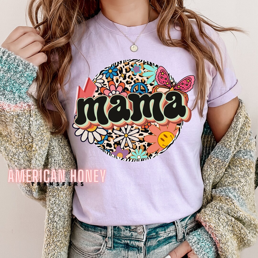 Ready to Press Retro Floral Mama Thin Matte Clear Film Screen Print ...