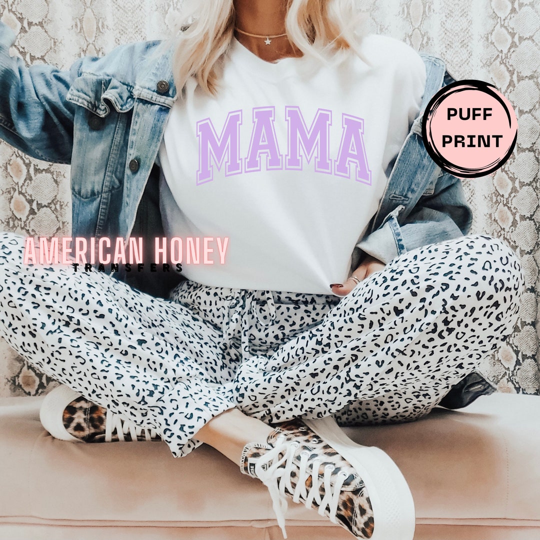 Ready to Press PUFF PRINT Mama Varsity Letters LILAC Screen Print ...