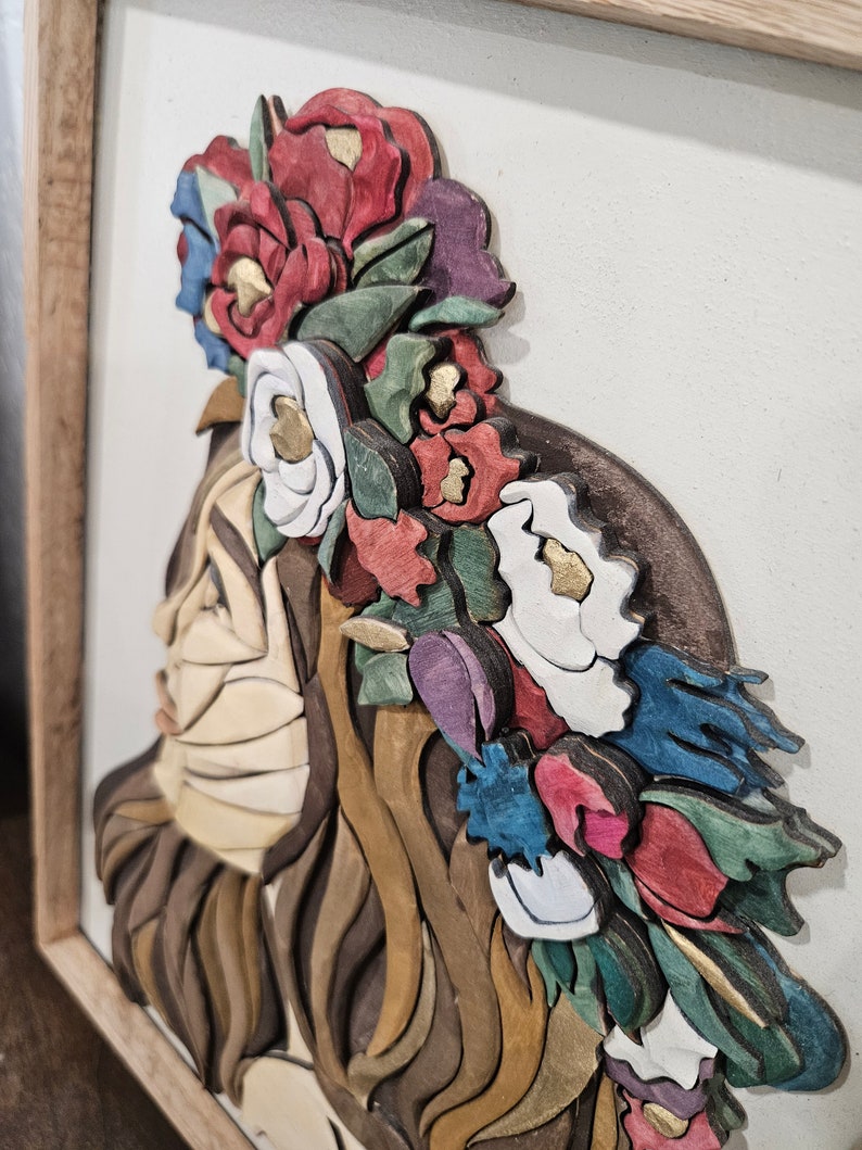 Crowned With Glory Wood Mosiac, Laser Cut, Watercolor, Original Art - Etsy